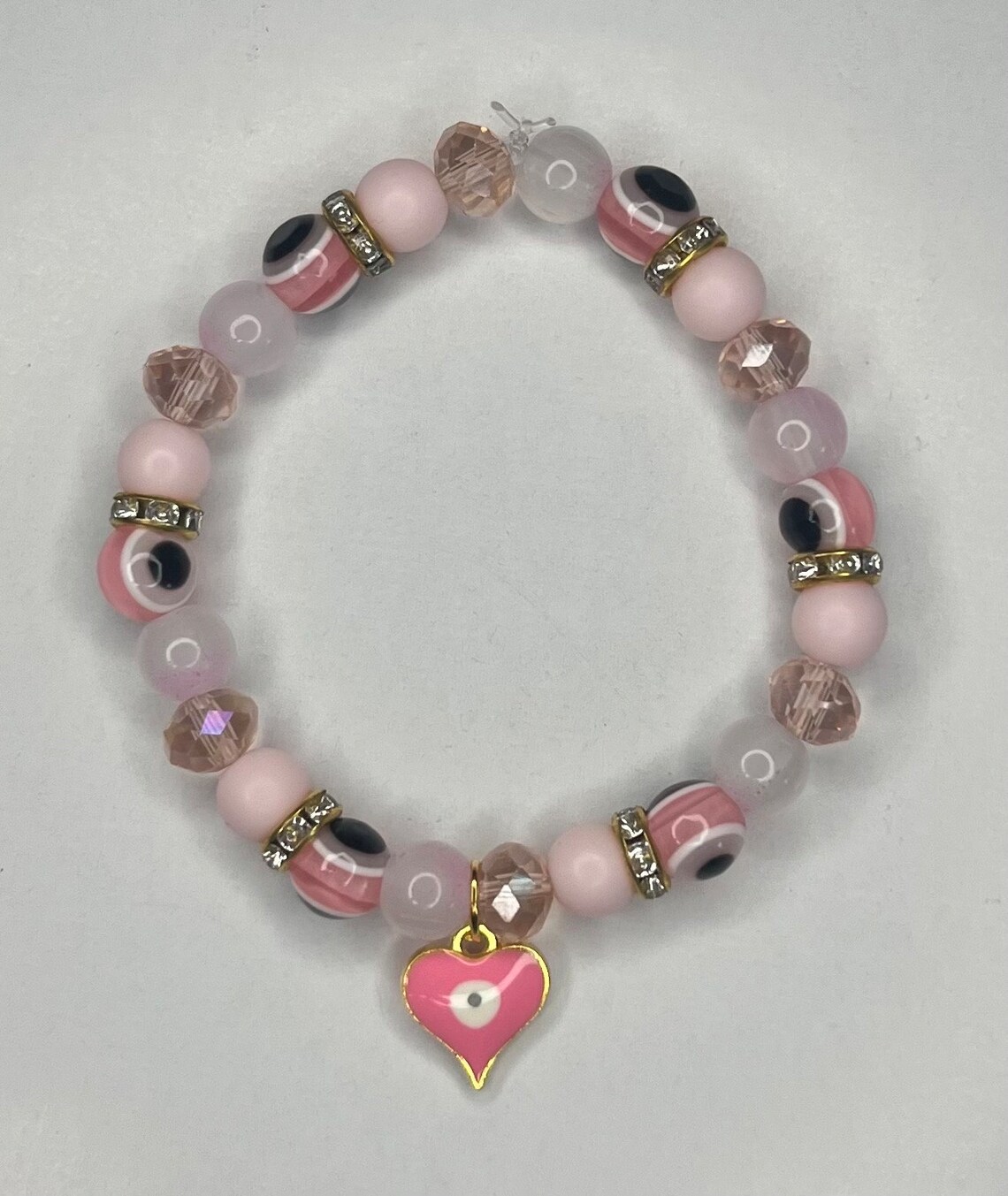 Pink Evil Eye Bracelet With Charm - Etsy