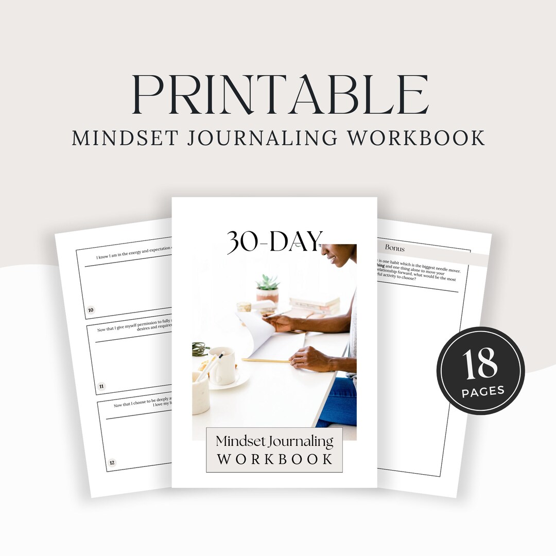 Printable Growth Mindset Journaling Workbook Self Care Wellness Daily ...