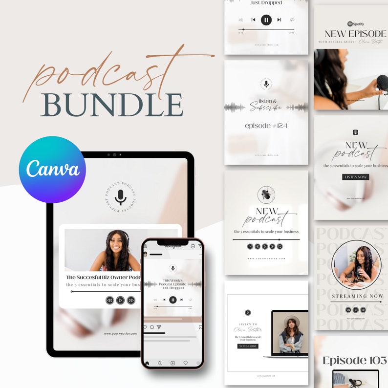 Podcast Host Templates Bundle Kit Podcast Instagram Post & Stories ...