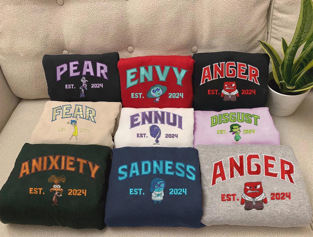 Inside Out Characters Embroidered Shirt, Cars Movie Shirt, Cartoon ...