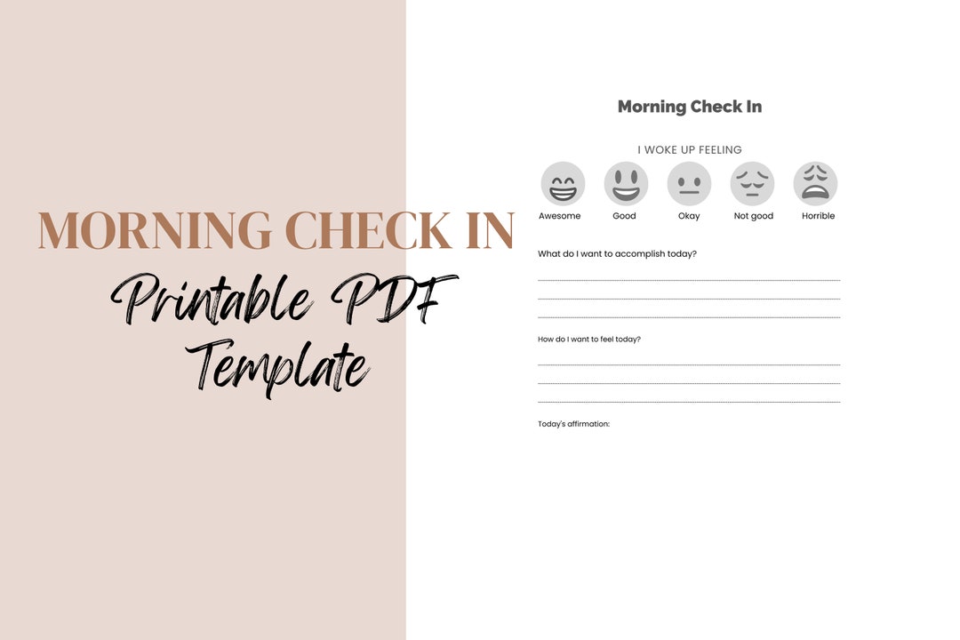 Morning Check-in Printable PDF Template - Etsy