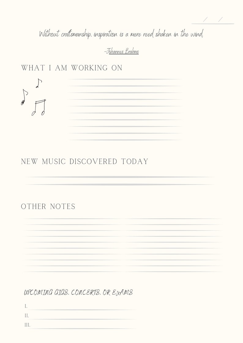2 Page Printable Daily Planner for Musicians and Music Students - Etsy