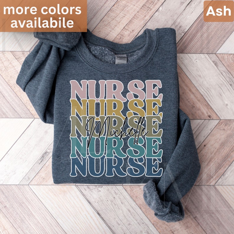Personalized Nurse Sweatshirt, Retro Custom RN Nursing Crewneck, NP ...