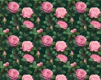 Red and Green Floral Digital Paper, Repeating Pattern, Vintage ...