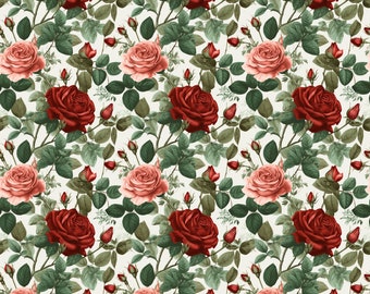 Brown Rose Floral Digital Paper, Repeating Pattern, Vintage Scrapbook ...