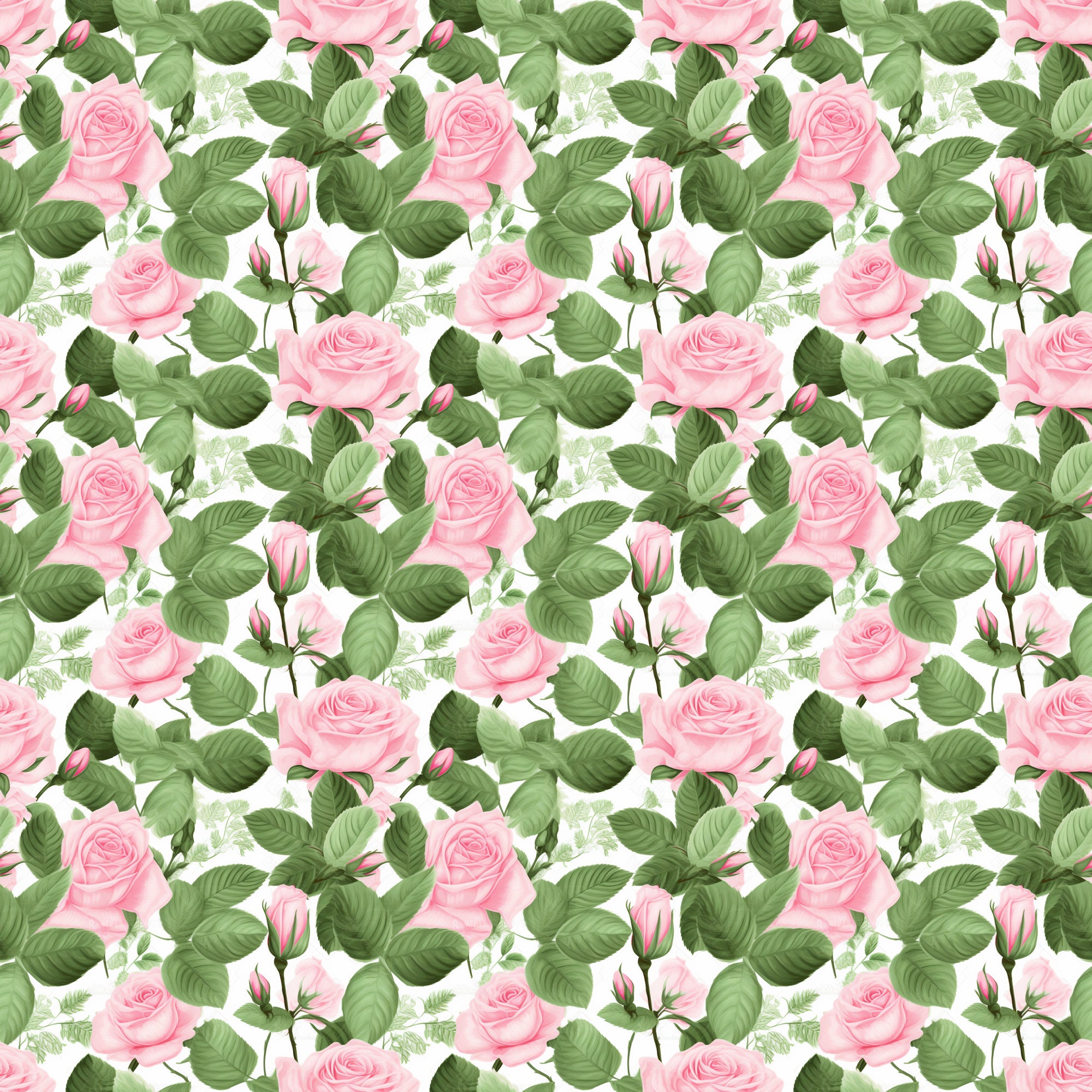 Pink and Green Floral Digital Paper, Repeating Pattern, Vintage ...