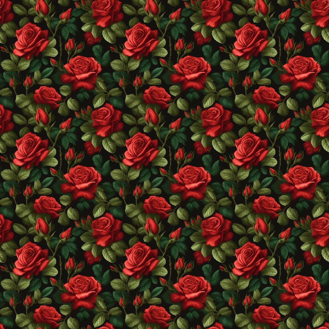 Red and Green Floral Digital Paper Repeating Pattern Vintage - Etsy