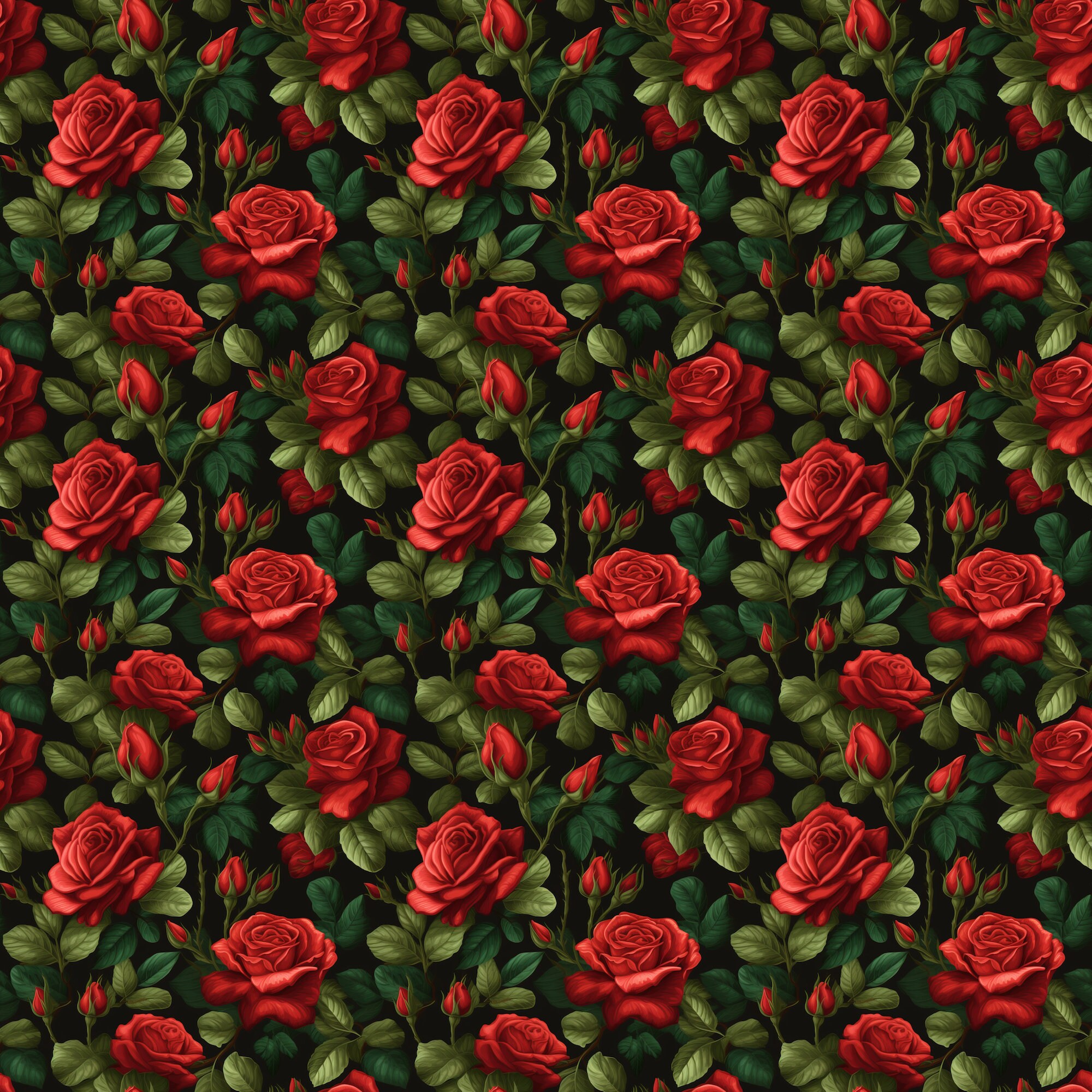Red and Green Floral Digital Paper Repeating Pattern Vintage - Etsy