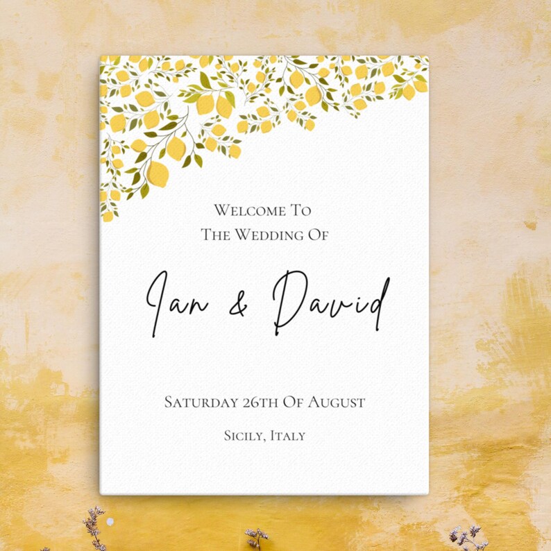 Wedding Welcome Sign Lemon Wedding Sign Italian Wedding Signage Lemons ...