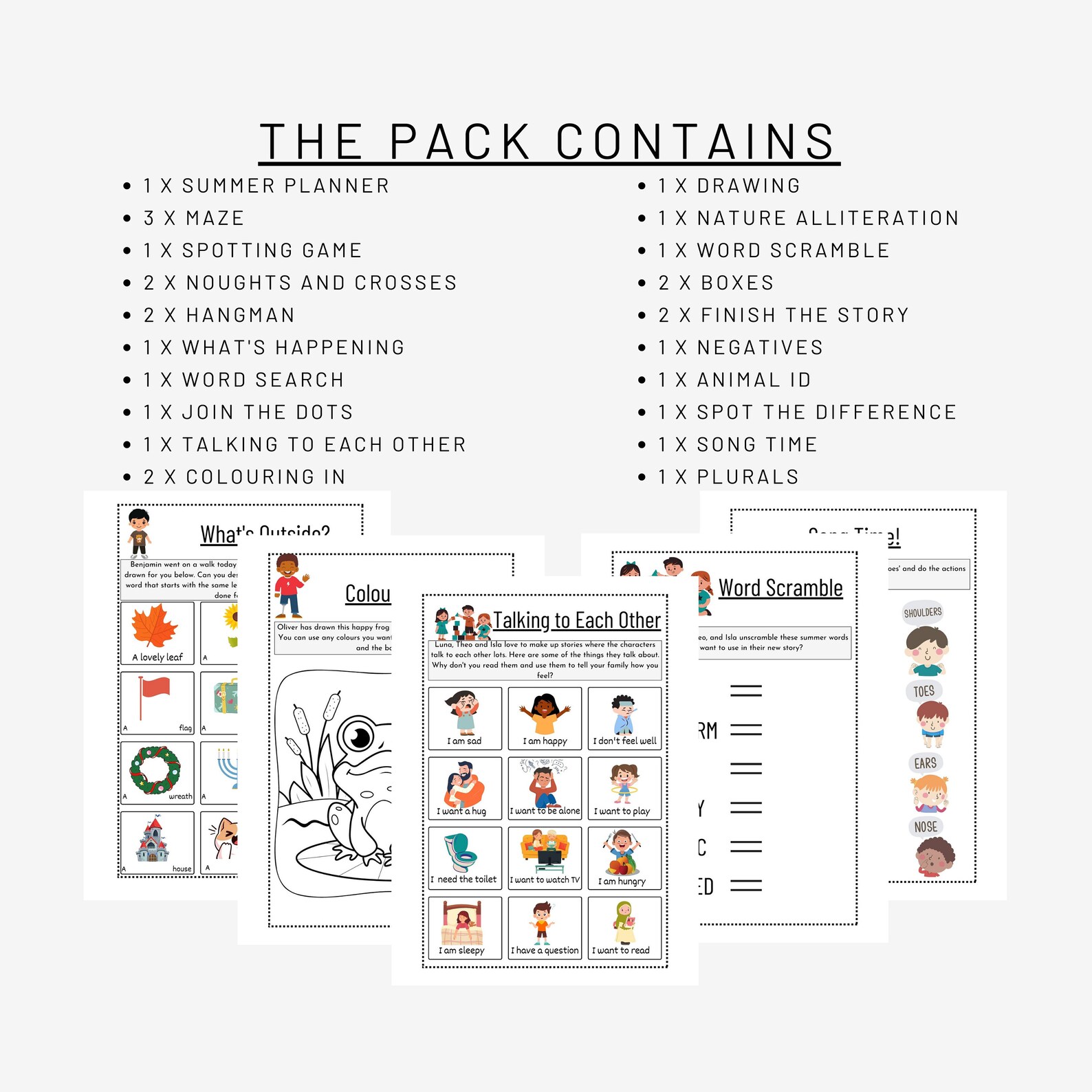 Printable Speech and Language Activity Pack for Children, Digital ...