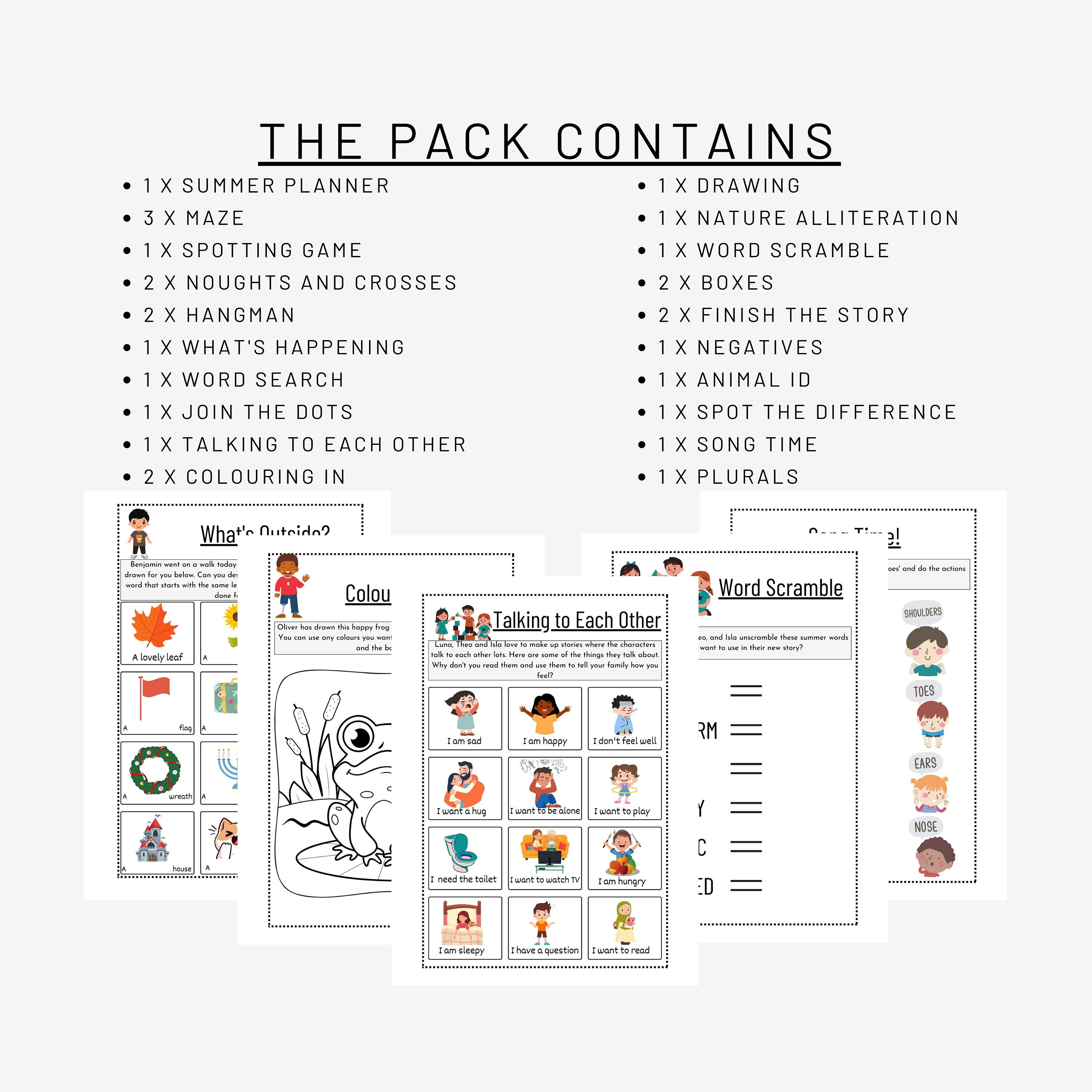 Printable Speech and Language Activity Pack for Children, Digital ...