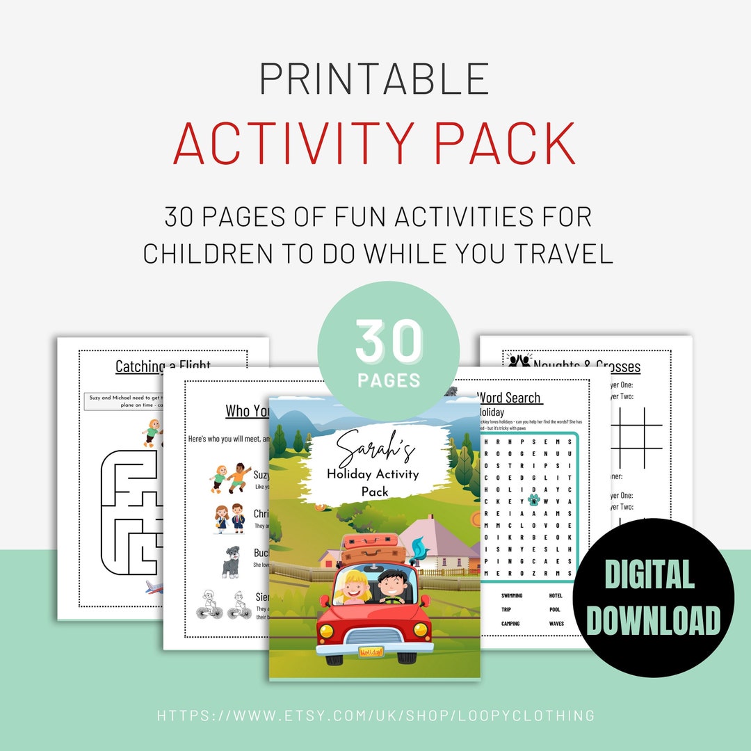 Printable Holiday Activity Pack for Children, Roadtrip Activity Pack ...