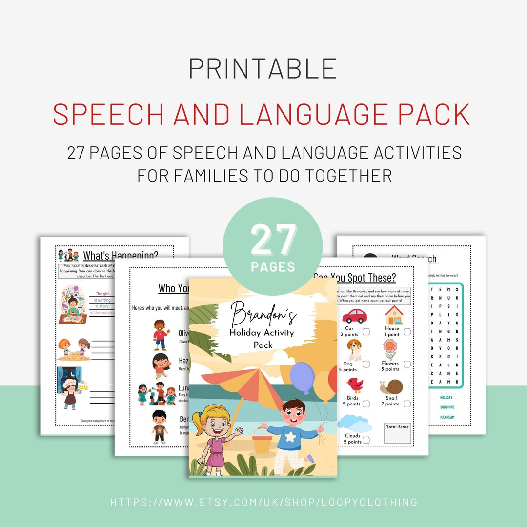 Printable Speech and Language Activity Pack for Children - Etsy