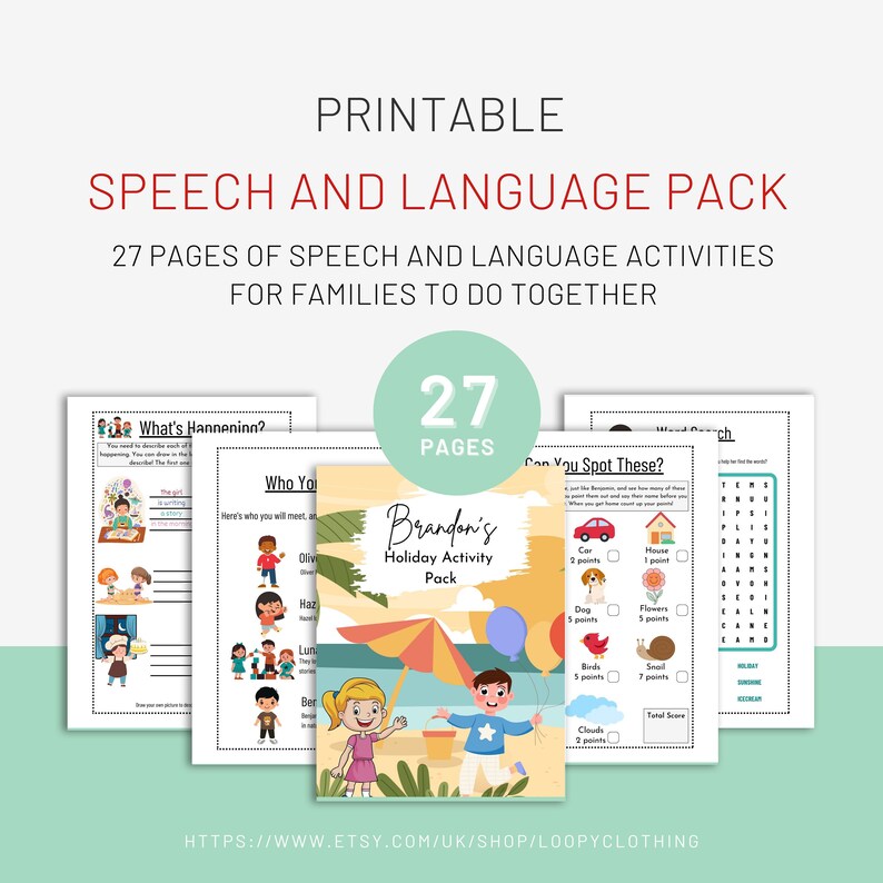 Printable Speech and Language Activity Pack for Children - Etsy