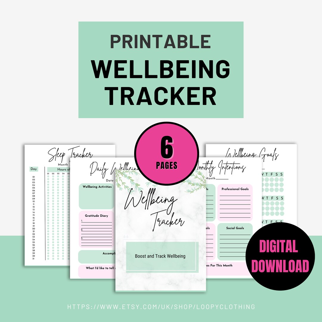Wellbeing Activity Tracker Digital Wellbeing Goals Downloadable Tracker ...