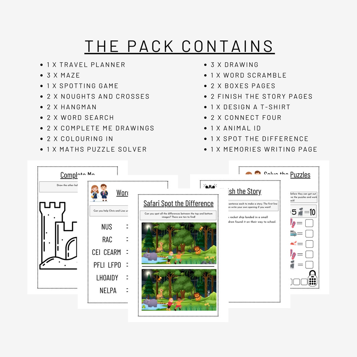 Printable Holiday Activity Pack for Children, Roadtrip Activity Pack ...