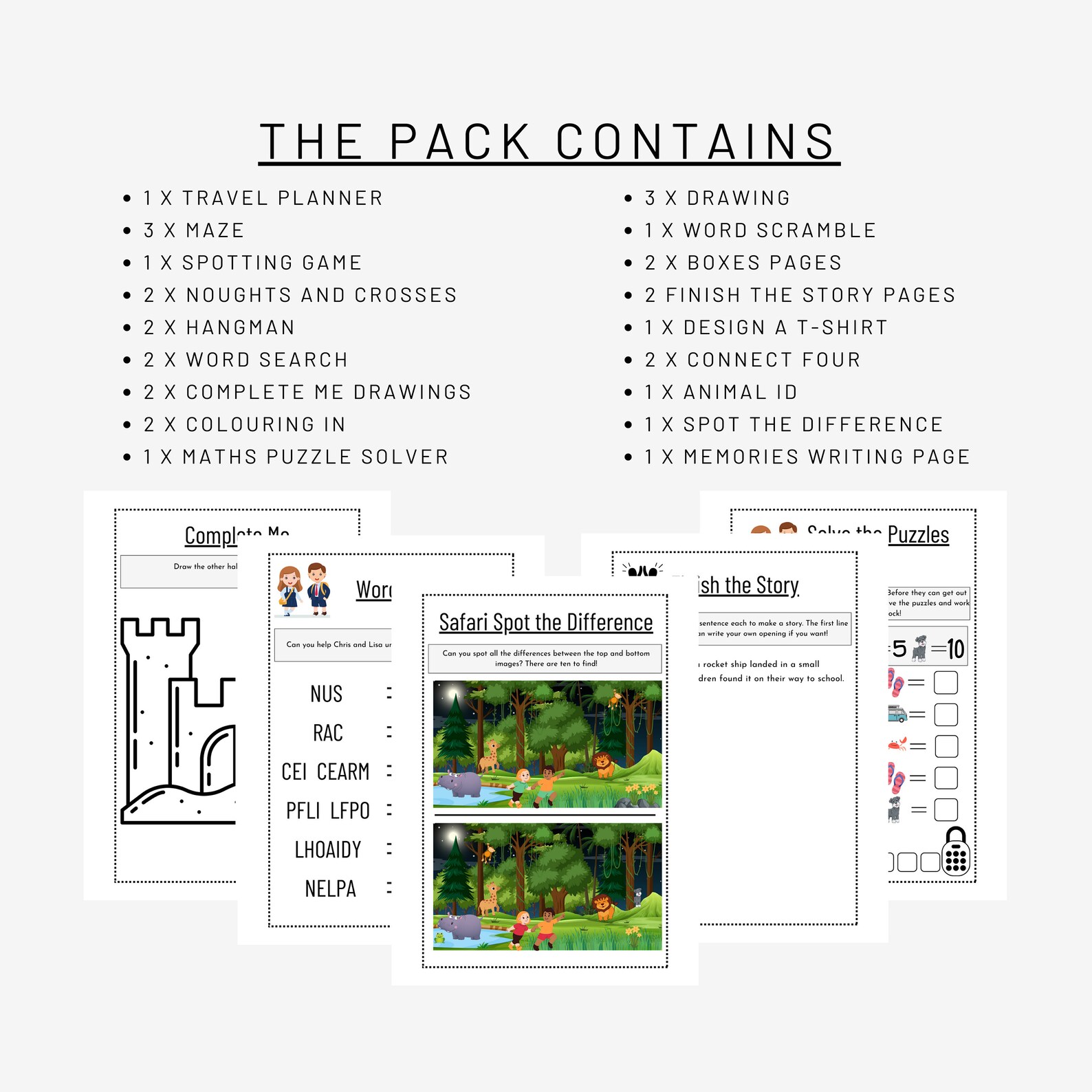 Printable Holiday Activity Pack for Children, Roadtrip Activity Pack ...