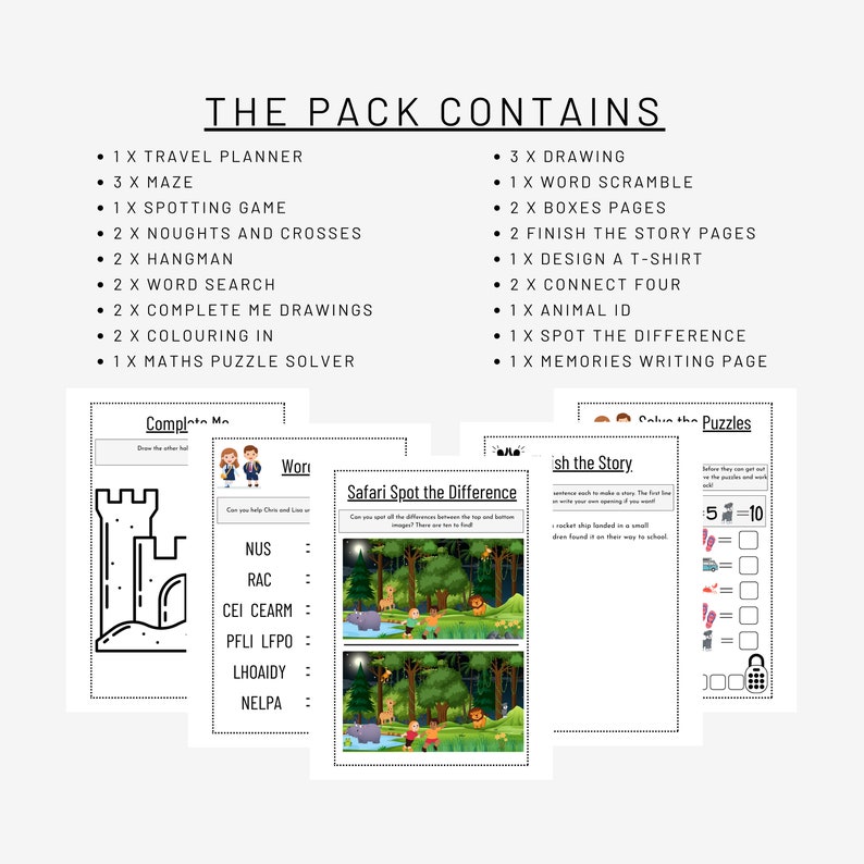 Printable Holiday Activity Pack for Children, Roadtrip Activity Pack ...