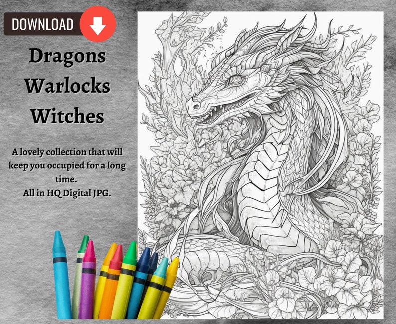 100 Stunning Fantasy Coloring Pages-witches, Warlocks, Dragons ...