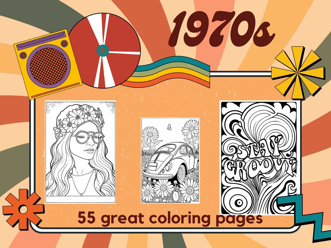 55 1970s Retro Coloring Pages for Adults, Kids and Everyone in Between ...