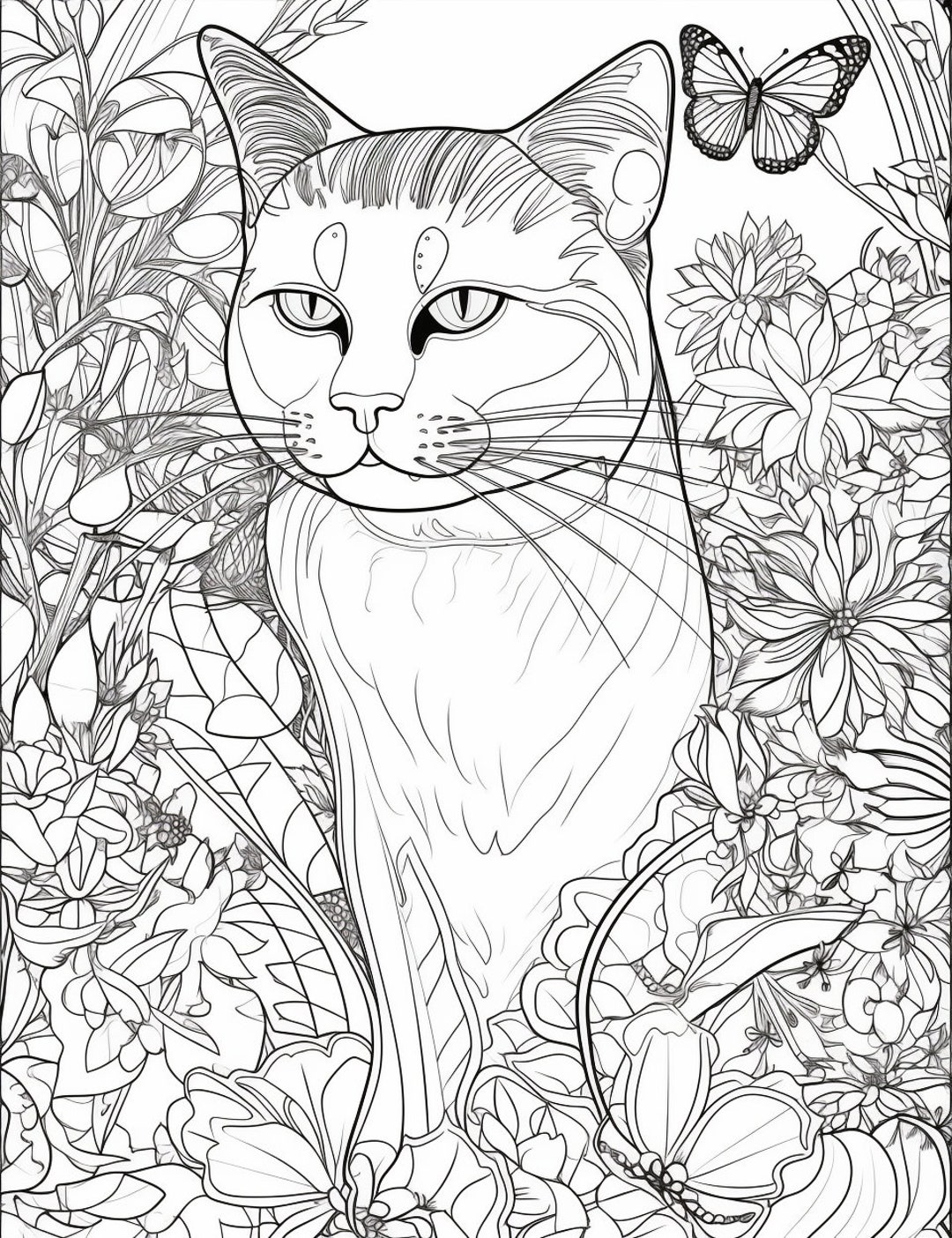 Kitty Cat Coloring Pages 5 Pages Set 3 - Etsy