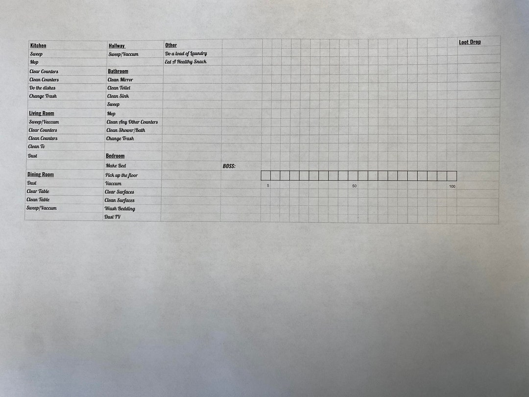 DND Cleaning List - Etsy