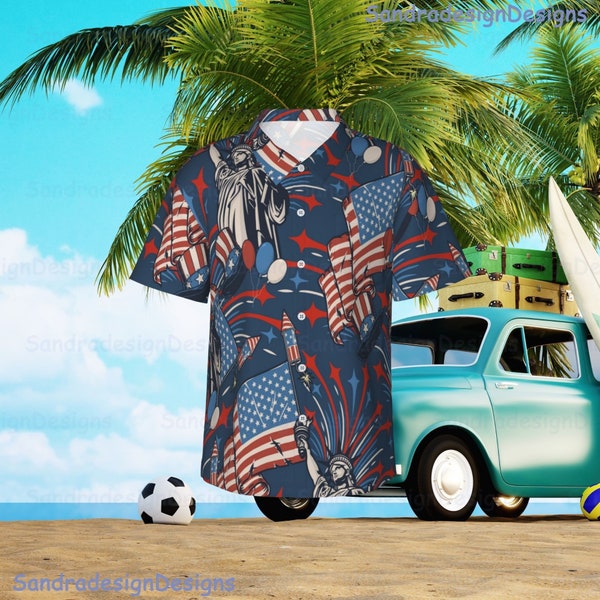 American Flag Button up Shirt - Etsy