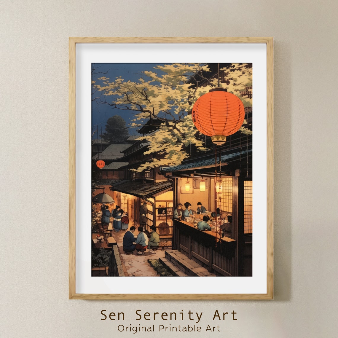 Cozy Japanese Izakaya at Night Minimalist Printable Art for Home Asian ...