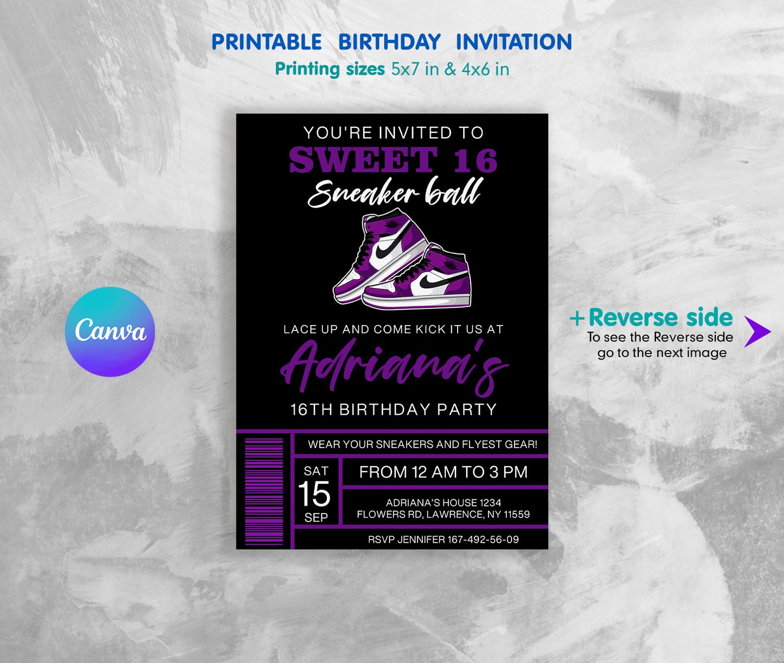 Sneaker Bash Birthday Party Printable Invitation, Printable Birthday ...