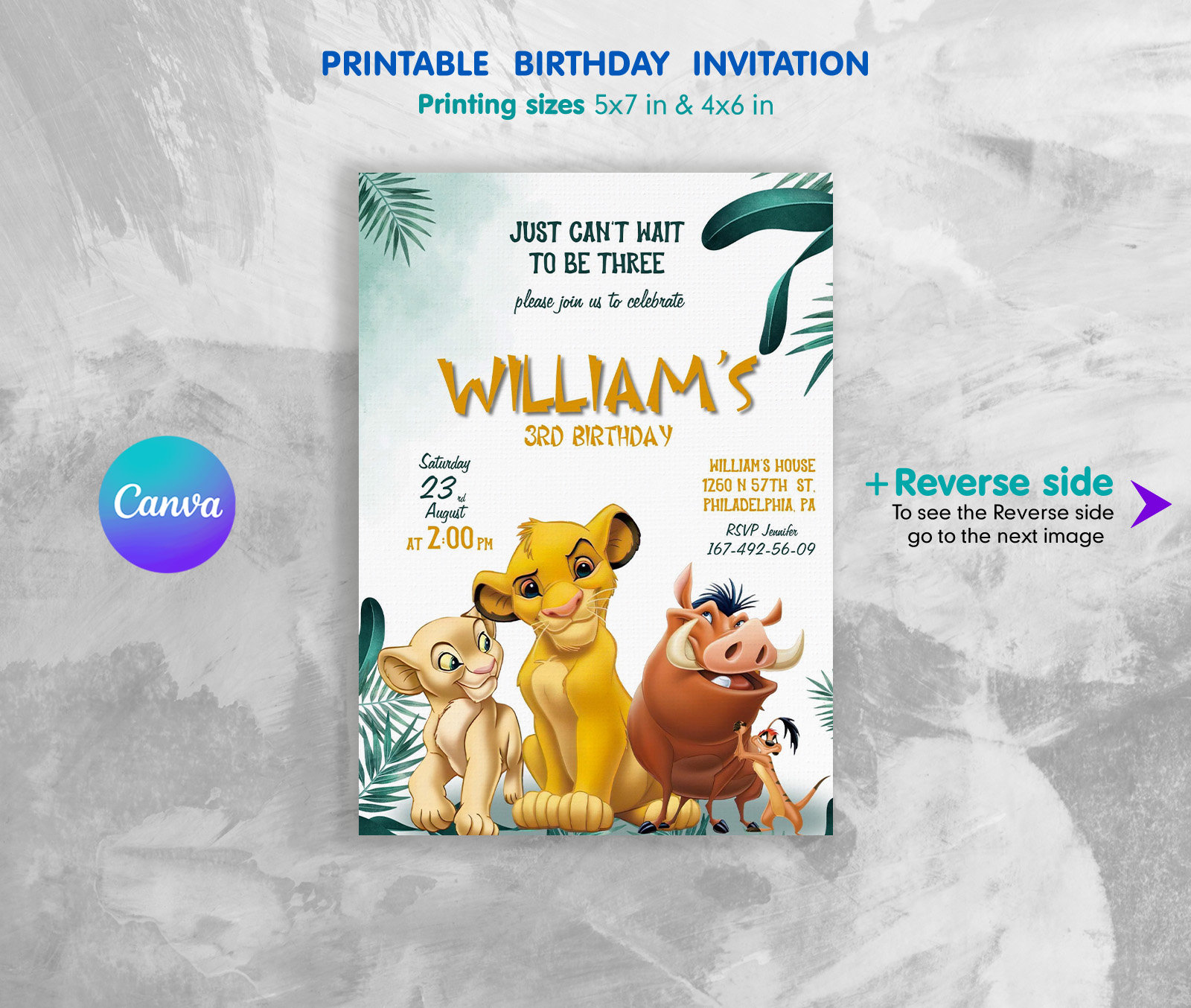 Lion King Birthday Invitation, Simba Invite, Printable Editable Party ...