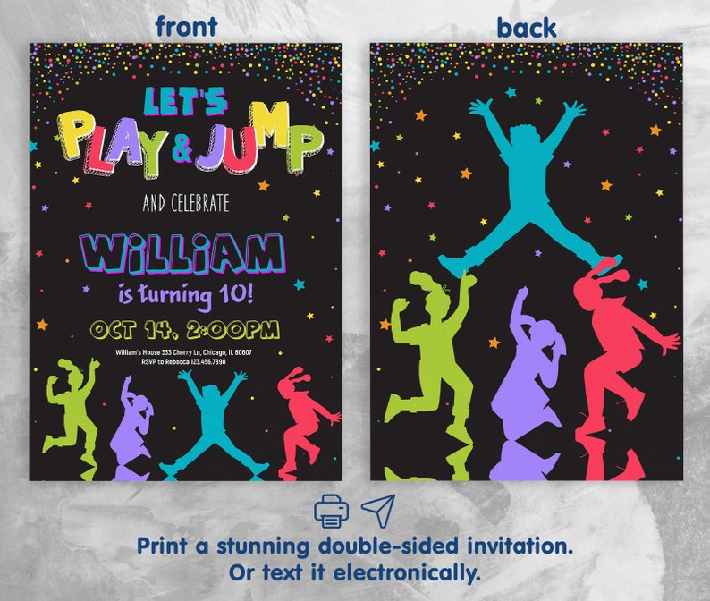 Editable Invitation | Printable Birthday Invite, Jump Invitation ...