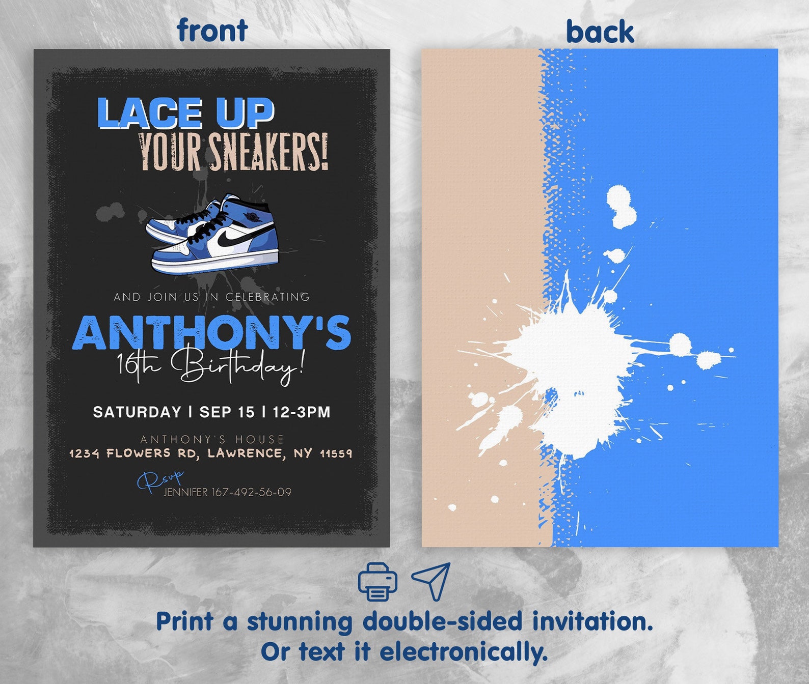 Sneaker Bash Birthday Party Printable Invitation, Printable Birthday ...