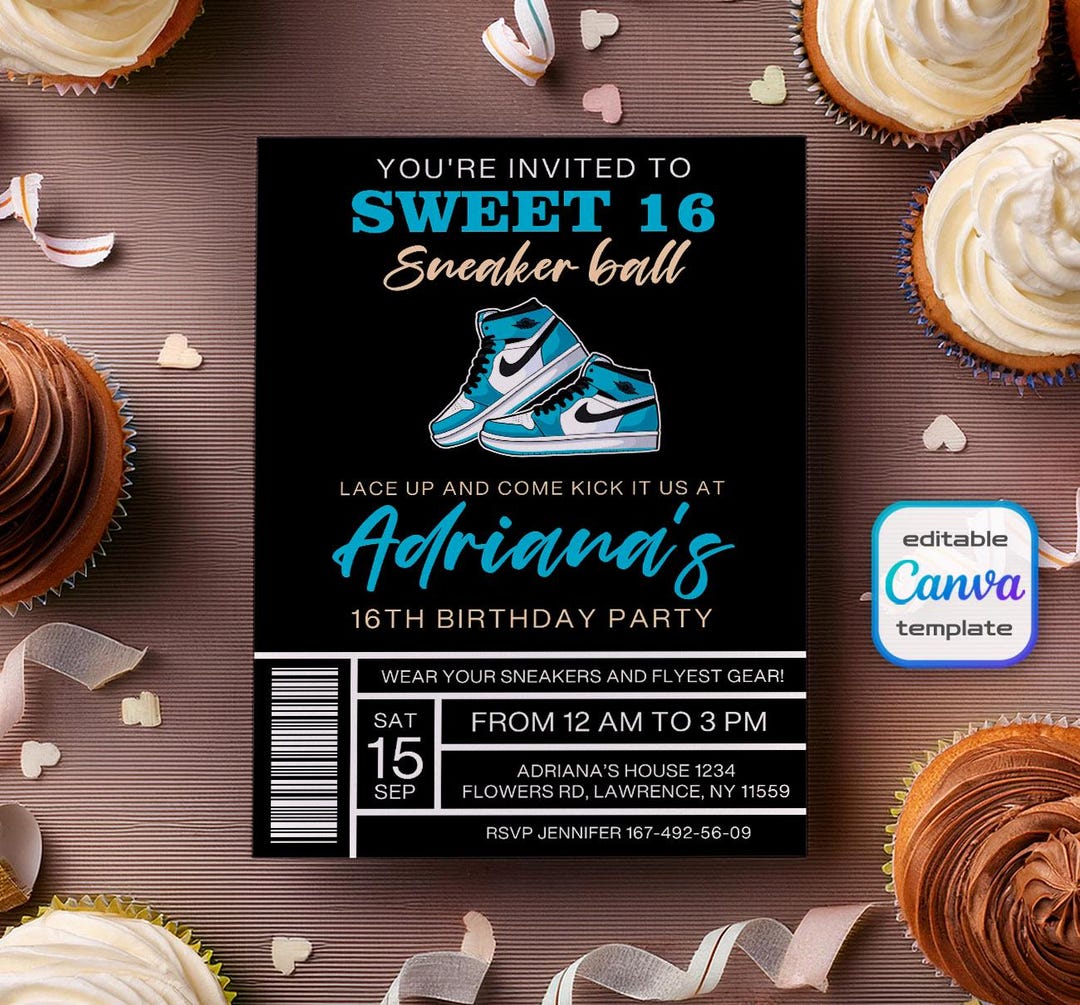 Sneaker Bash Birthday Party Printable Invitation, Printable Birthday ...
