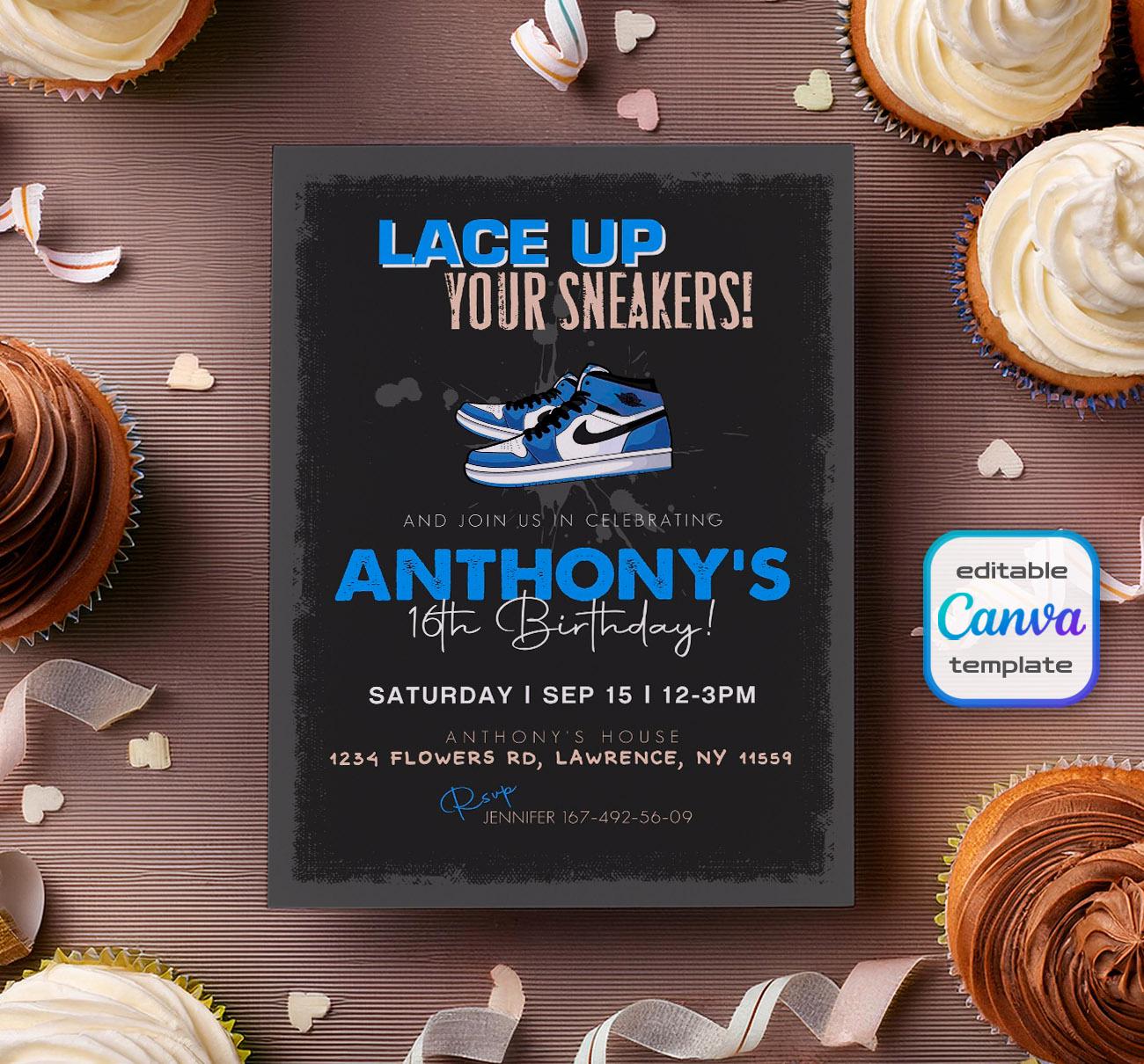 Sneaker Bash Birthday Party Printable Invitation, Printable Birthday ...