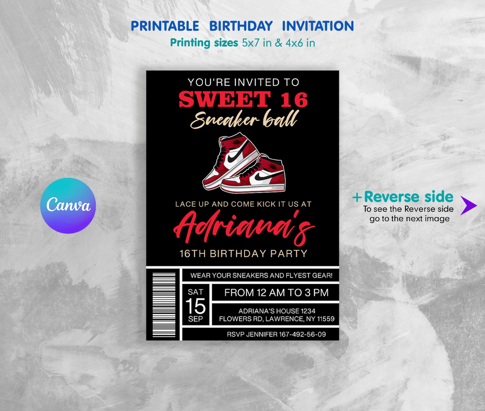 Sneaker Bash Birthday Party Printable Invitation, Printable Birthday ...