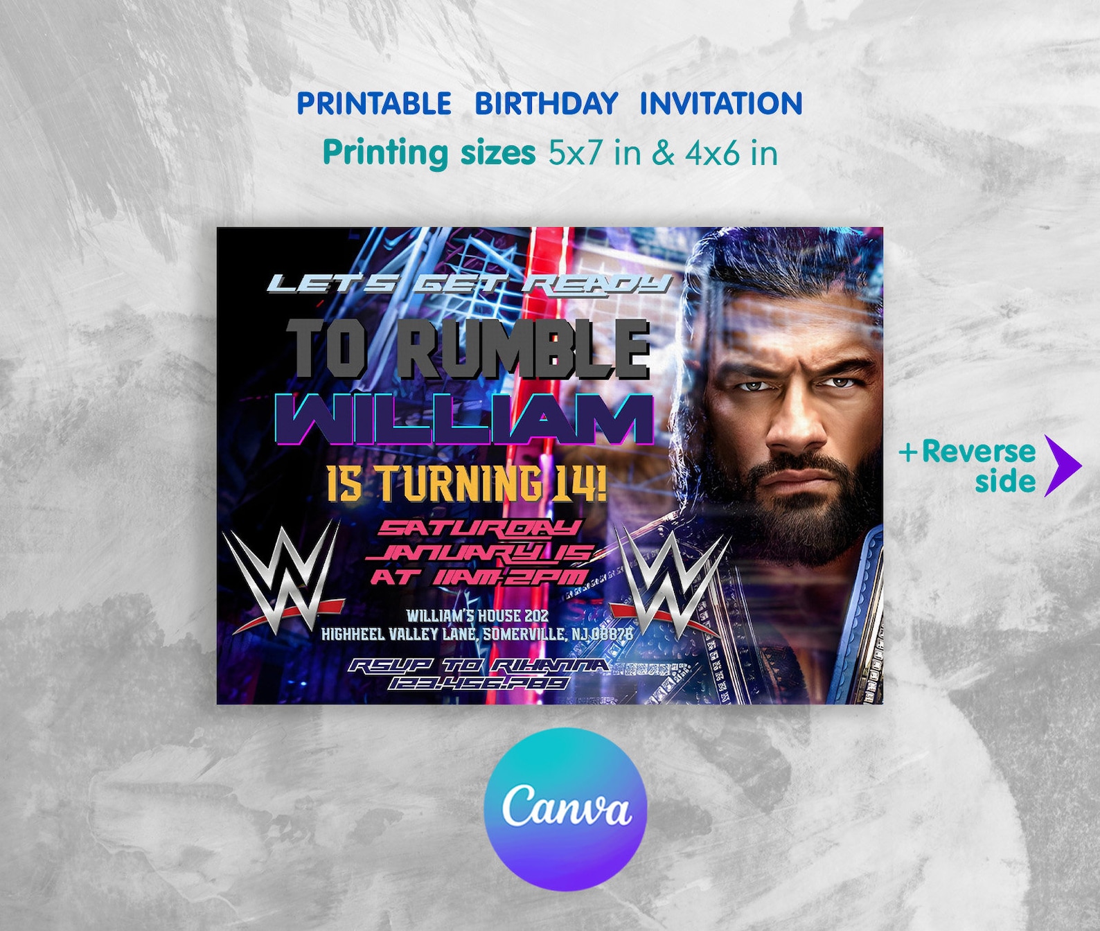 Wwe Boy Invitation, Wrestling Editable Invitation, Printable Boy ...