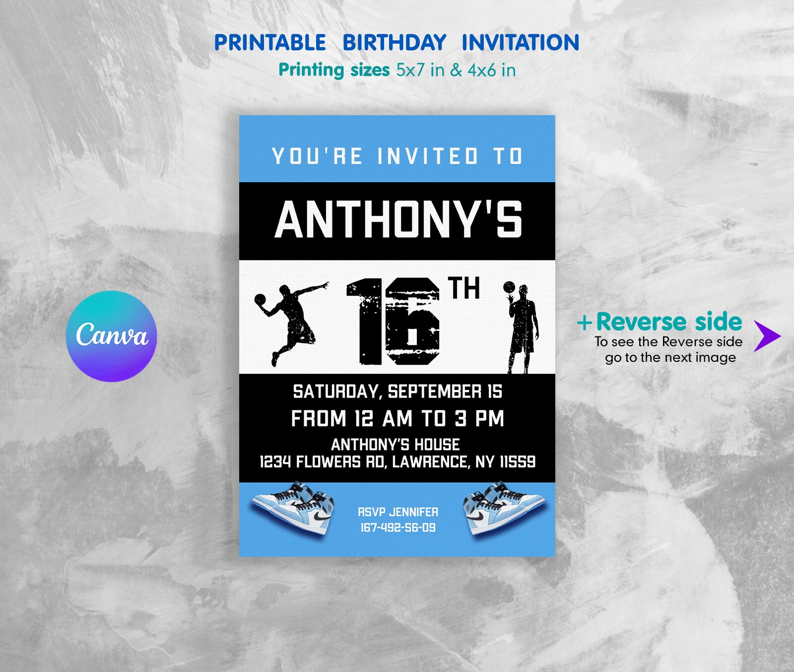 Sneaker Bash Birthday Party Printable Invitation, Printable Birthday ...