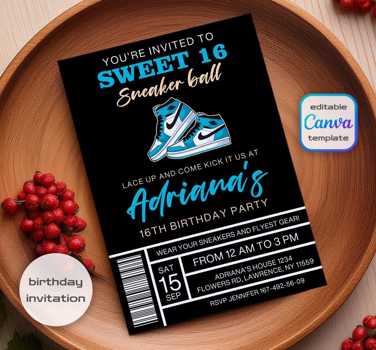 Sneaker Bash Birthday Party Printable Invitation, Printable Birthday ...
