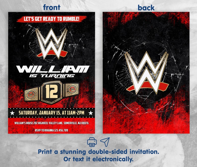 Wwe Boy Invitation, Wrestling Editable Invitation, Printable Boy ...