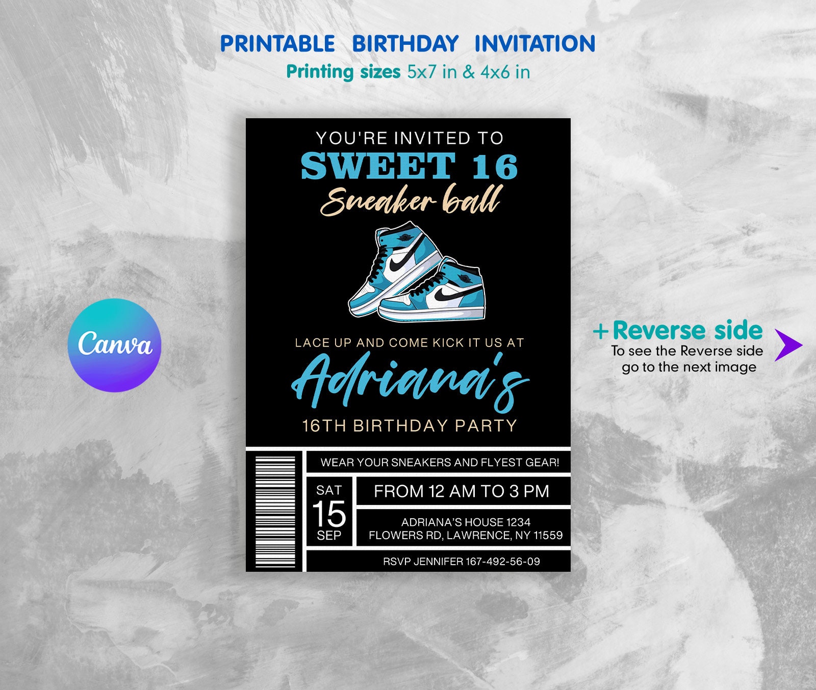 Sneaker Bash Birthday Party Printable Invitation, Printable Birthday ...