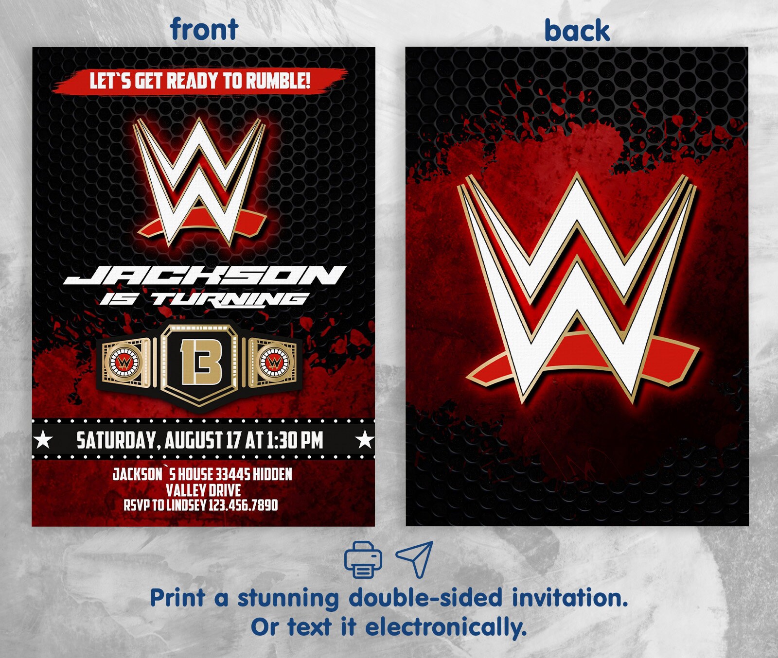 Wwe Boy Invitation, Wrestling Editable Invitation, Printable Boy ...
