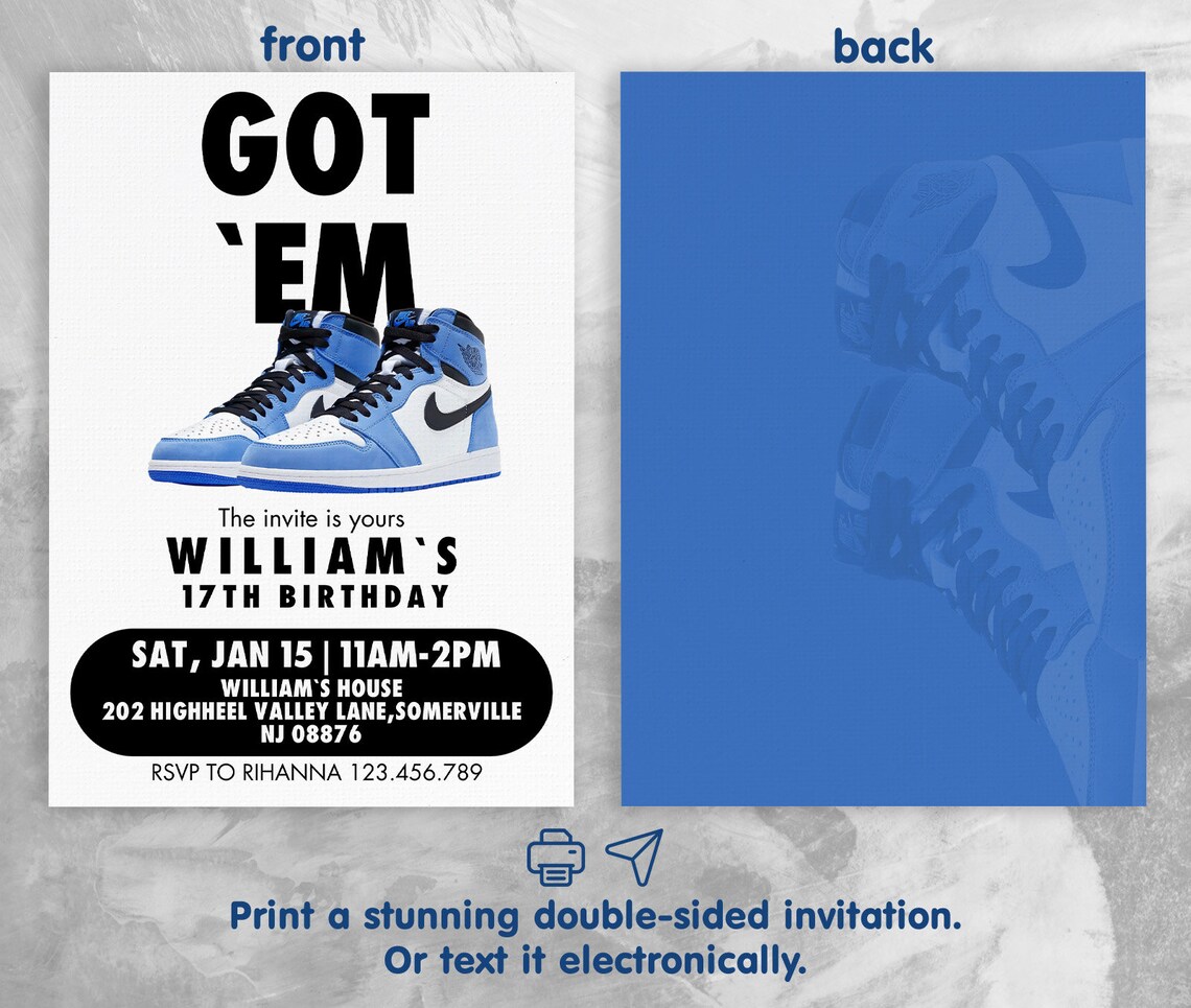 Sneaker Bash Birthday Party Printable Invitation, Printable Birthday ...