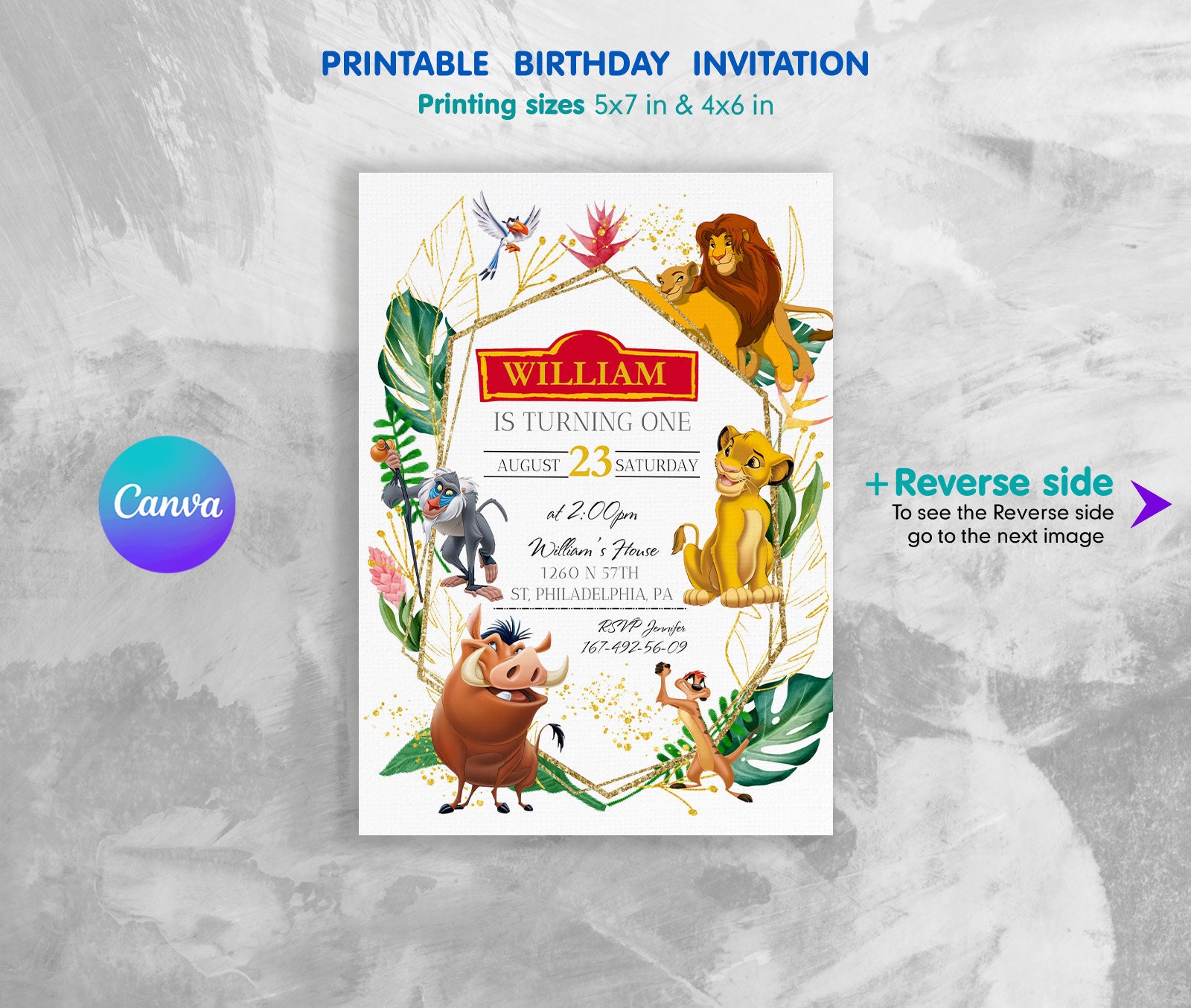 Lion King Birthday Invitation, Simba Invite, Printable Editable Party ...