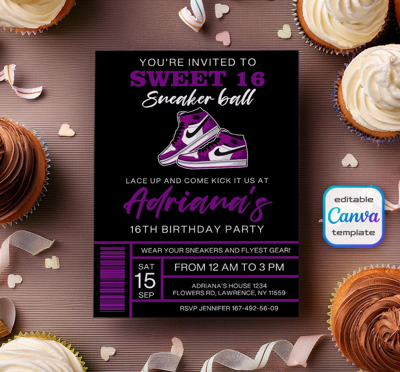 Sneaker Bash Birthday Party Printable Invitation, Printable Birthday ...