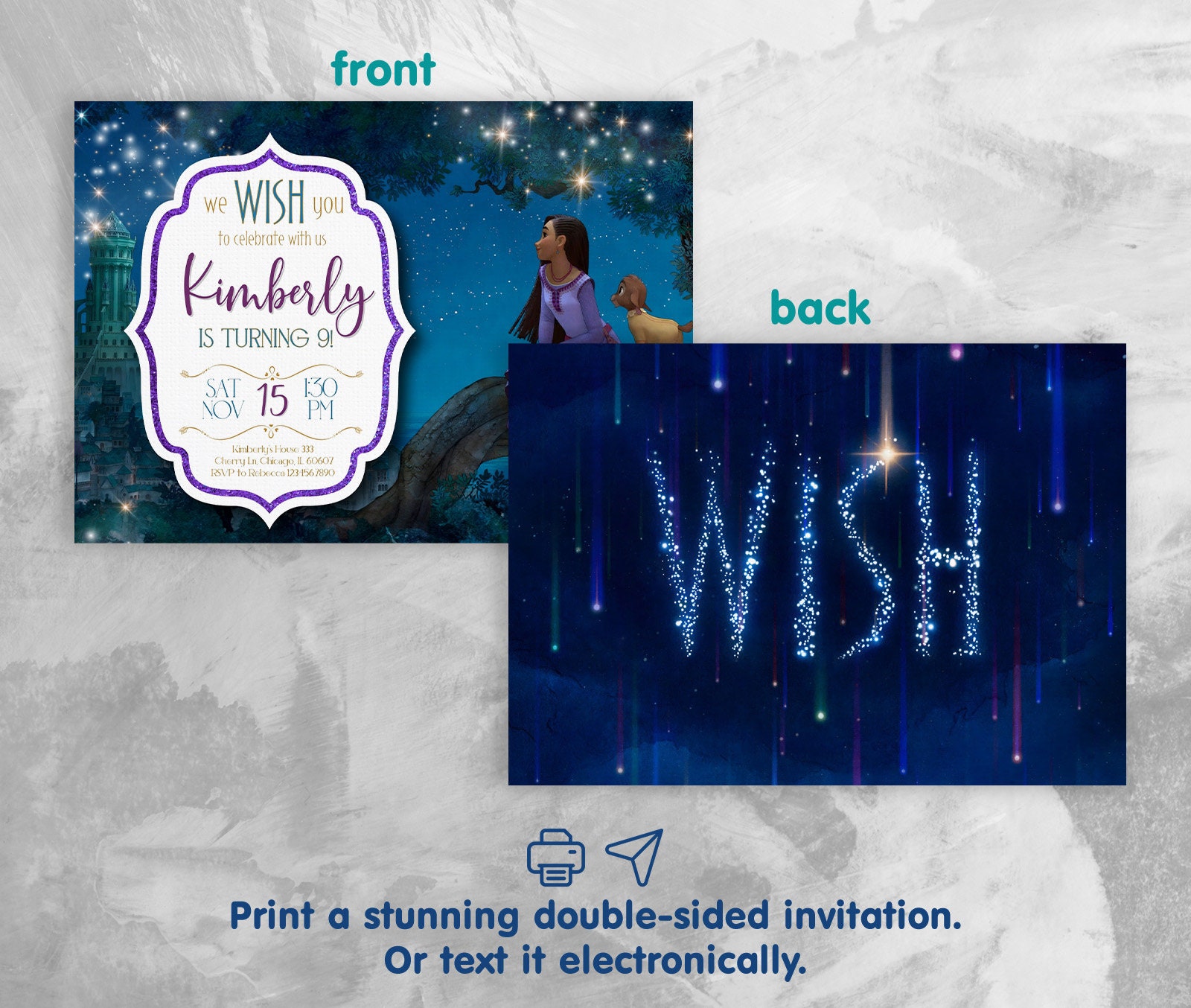 Wish Birthday Invitation, Printable Birthday Invite, Editable Magic ...