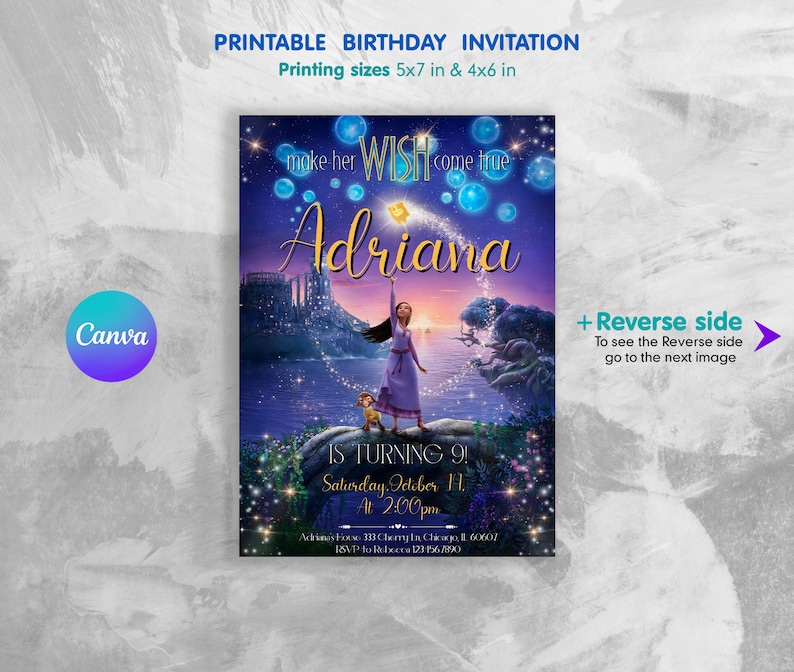 Wish Birthday Invitation, Printable Birthday Invite, Editable Magic ...
