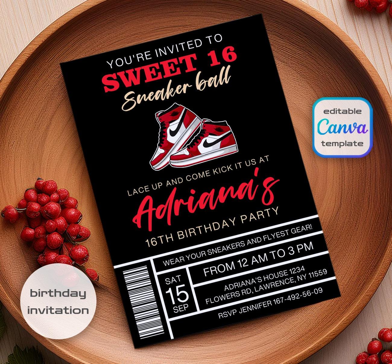 Sneaker Bash Birthday Party Printable Invitation, Printable Birthday ...