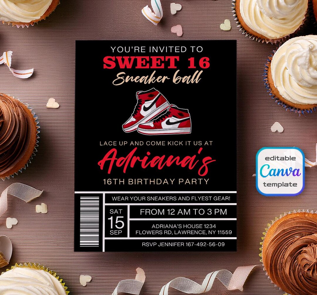 Sneaker Bash Birthday Party Printable Invitation, Printable Birthday ...