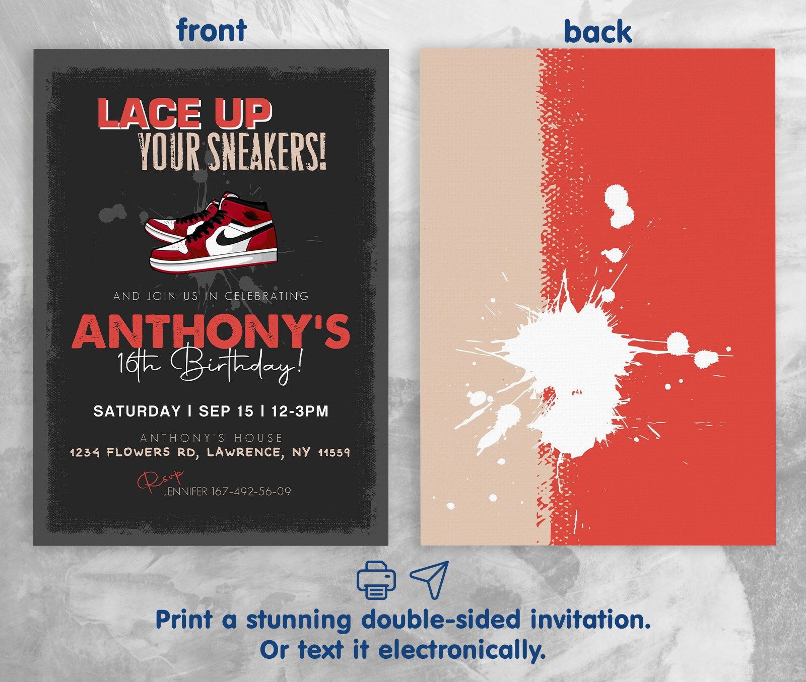 Sneaker Bash Birthday Party Printable Invitation, Printable Birthday ...