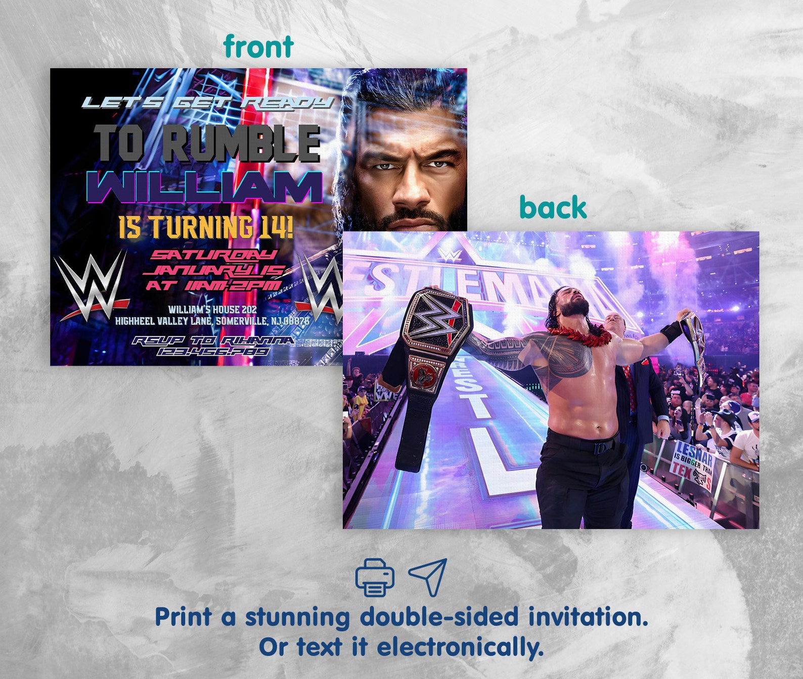 Wwe Boy Invitation, Wrestling Editable Invitation, Printable Boy ...
